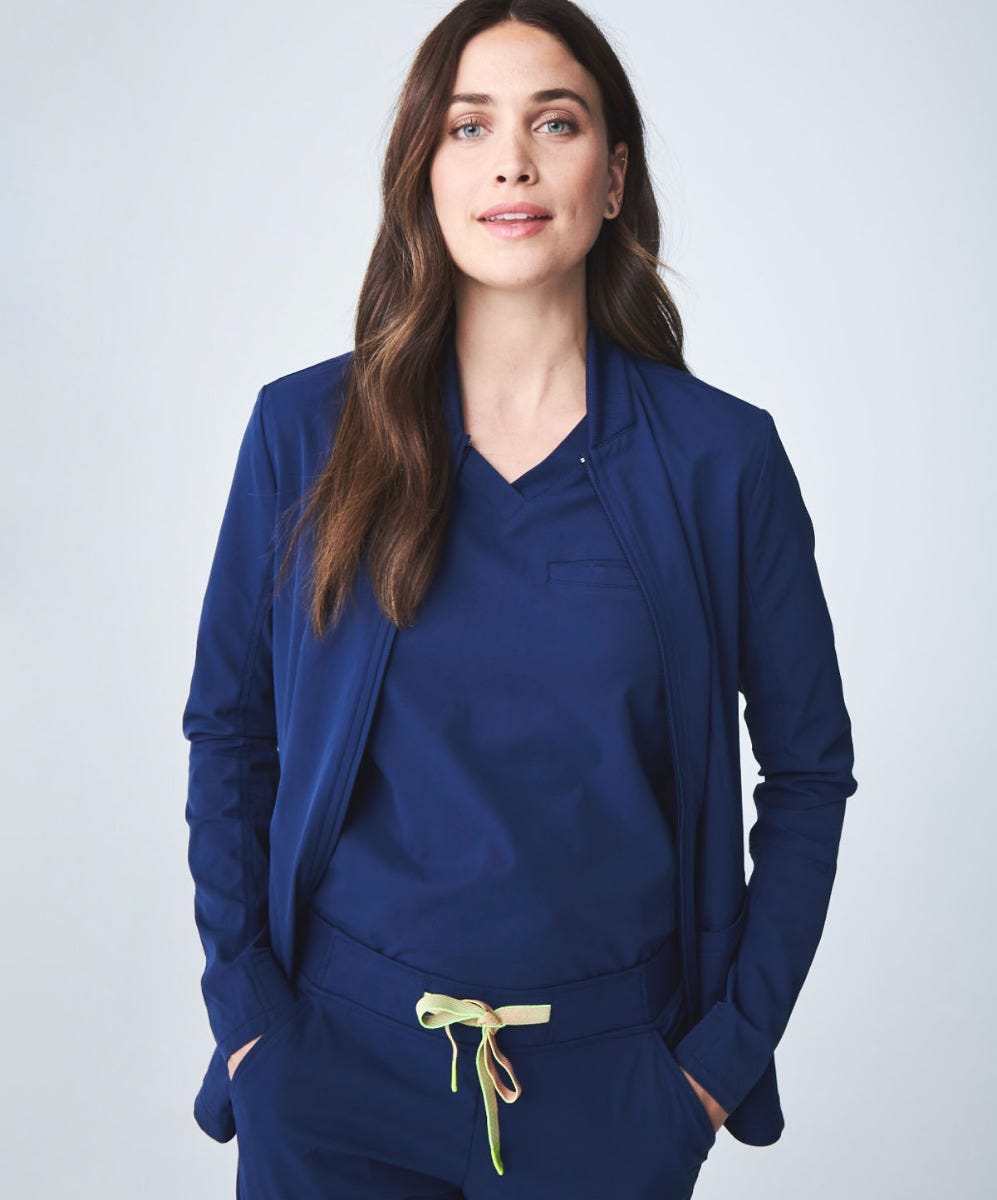 Blue Comfortable Hospital Nurse Scrub Jacket