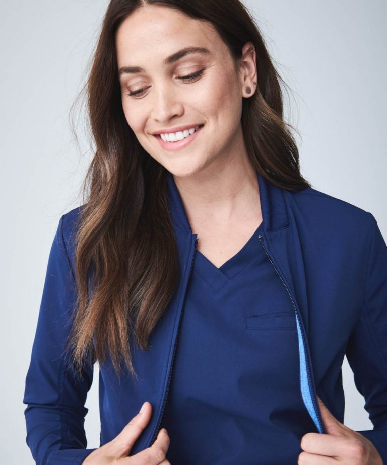 Blue Comfortable Hospital Nurse Scrub Jacket